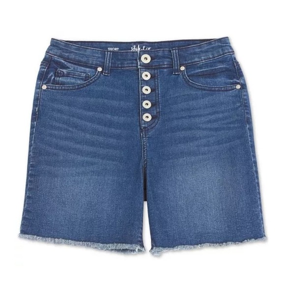 Style & Co. | Shorts | Style Co Buttonfly Frayhem Denim Shorts 8 | Poshmark